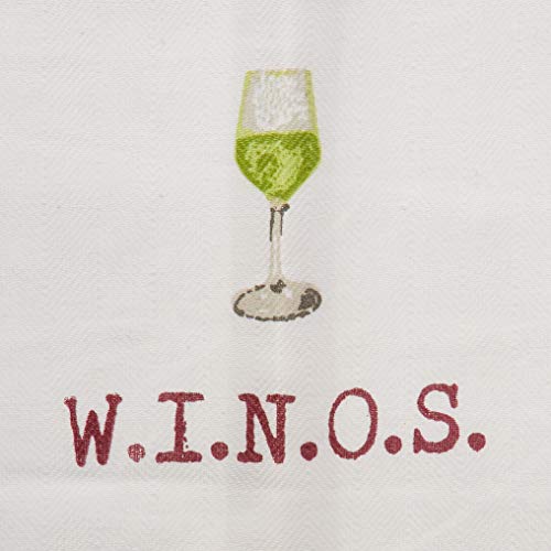 Mud Pie Wine Hand (Winos) Dish Towel, White