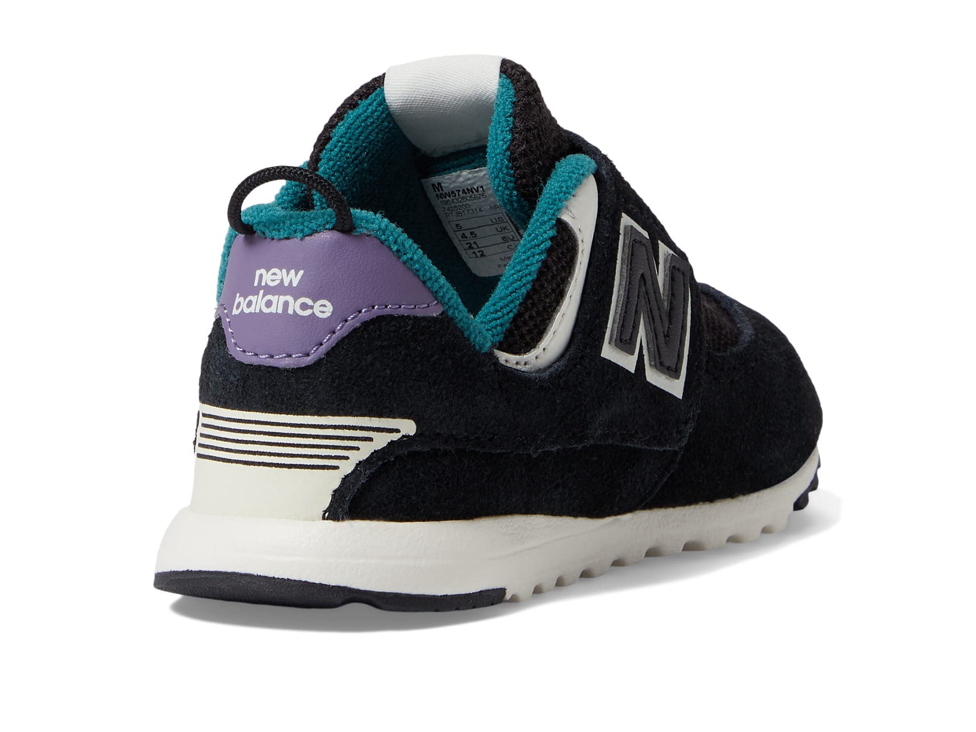 New Balance Boy's 574 New-B V1 Neo Sole Hook and Loop Sneaker, Black/Mercury/Vintage Teal, 8.5 X-Wide Toddler