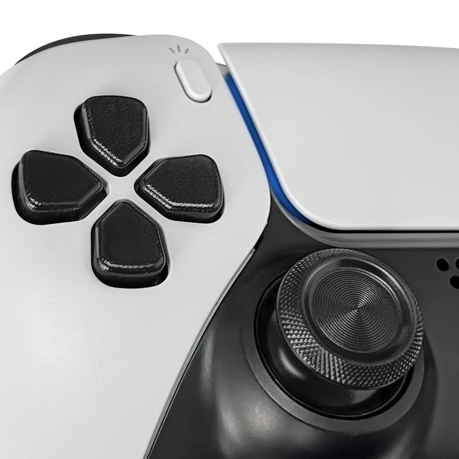 Metal Thumbsticks D-pads ABXY Buttons Repair Kits for PS5 Controller - Replacement Aluminum Action buttons & Analog Joystick & Directional Pads for PlayStation 5 Controller (Black)
