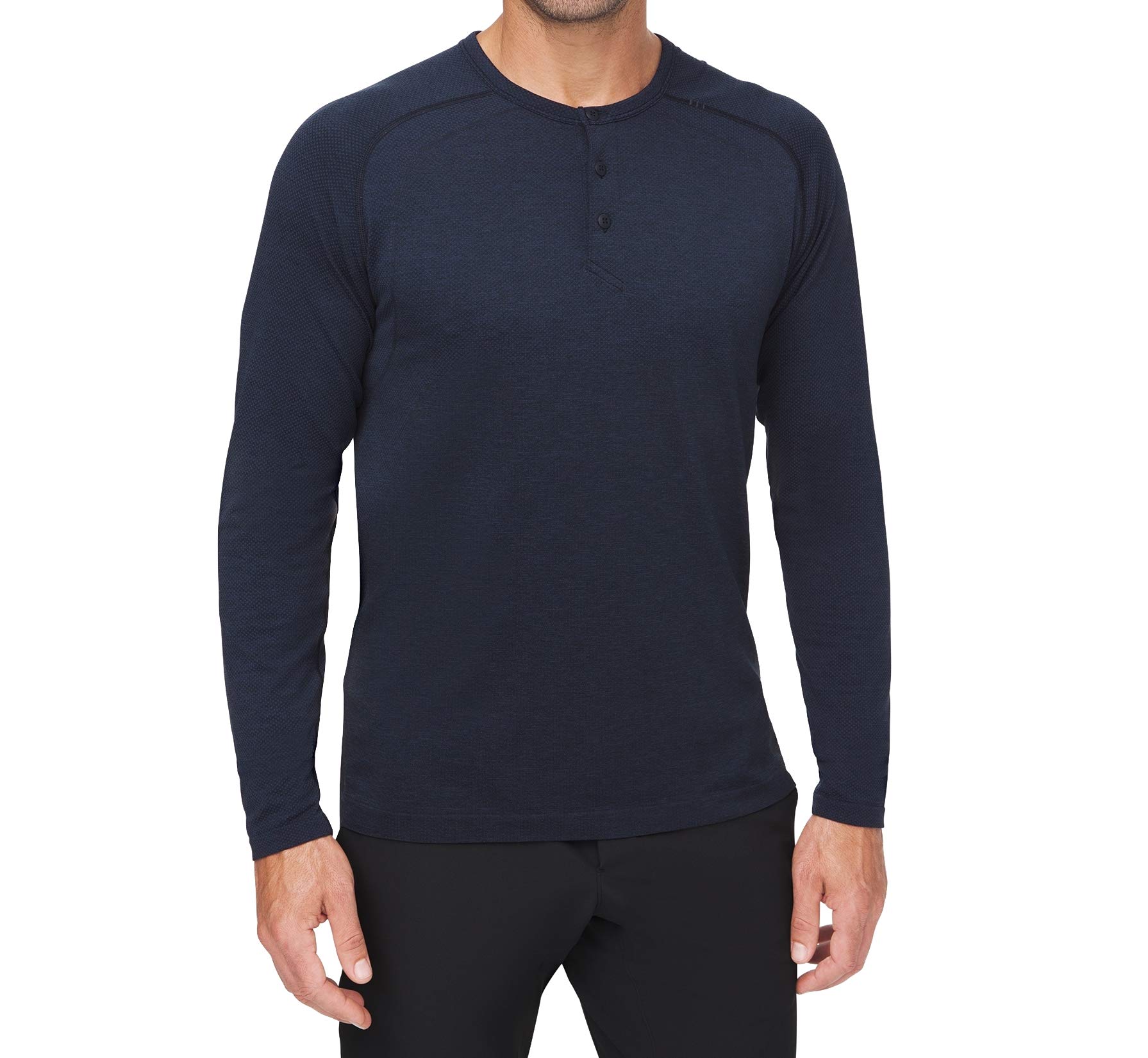 Lululemon Athletica Mens Metal Vent Tech Henley Long Sleeve Shirt (Mineral BlueNautical Navy, XXL)