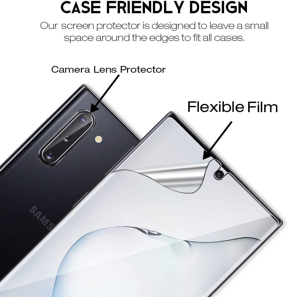 LK 5 Pack 2 Pack Screen Protector + 3 Pack Camera Lens Protector Compatible with Samsung Galaxy Note 10 6.3-inch, Positioning Tool, HD Ultra-Thin, Flexible TPU Film