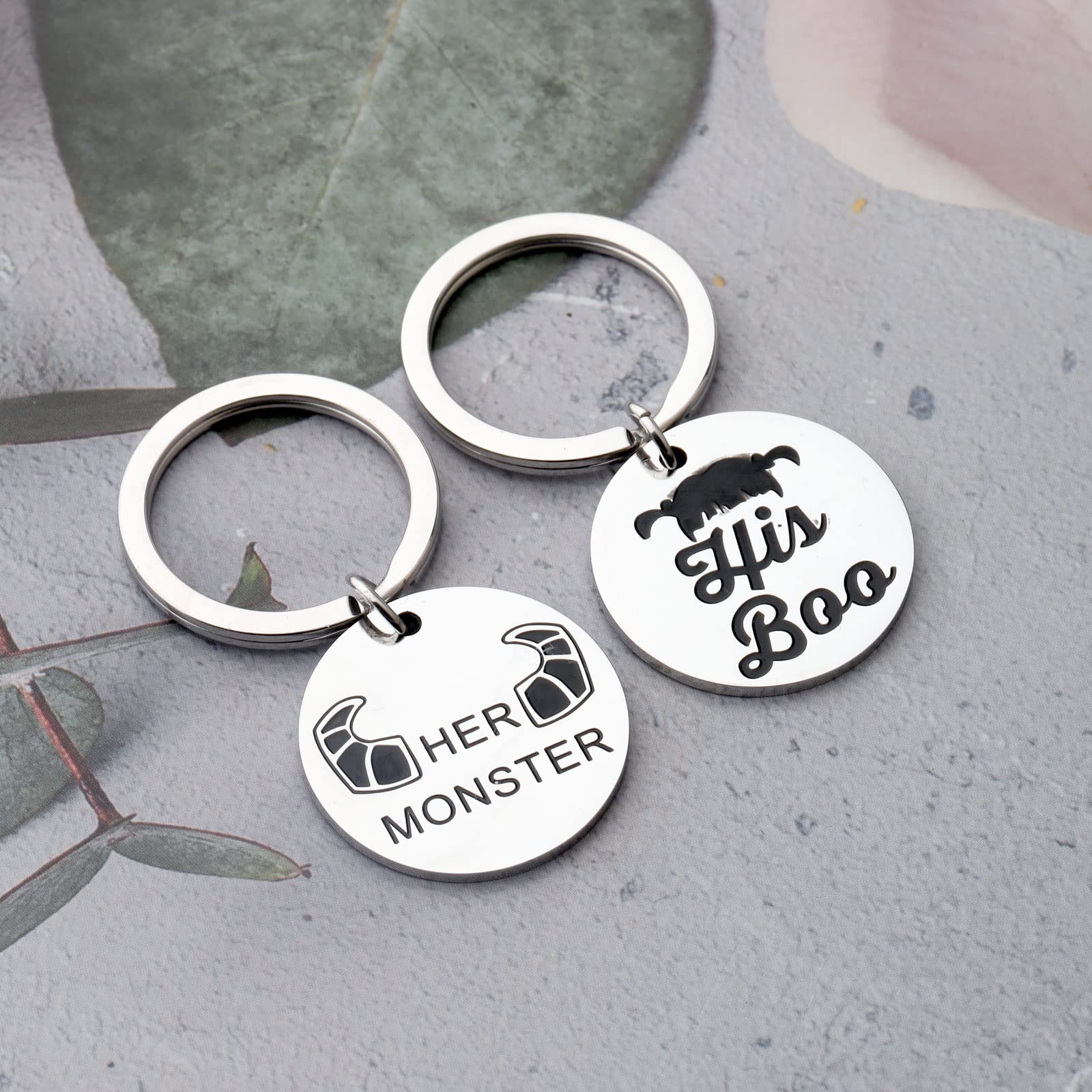 Movie Inspired Couple Keychain Set Her Monster His Boo Monster Matching Couple Gift (HER MONSTER US)