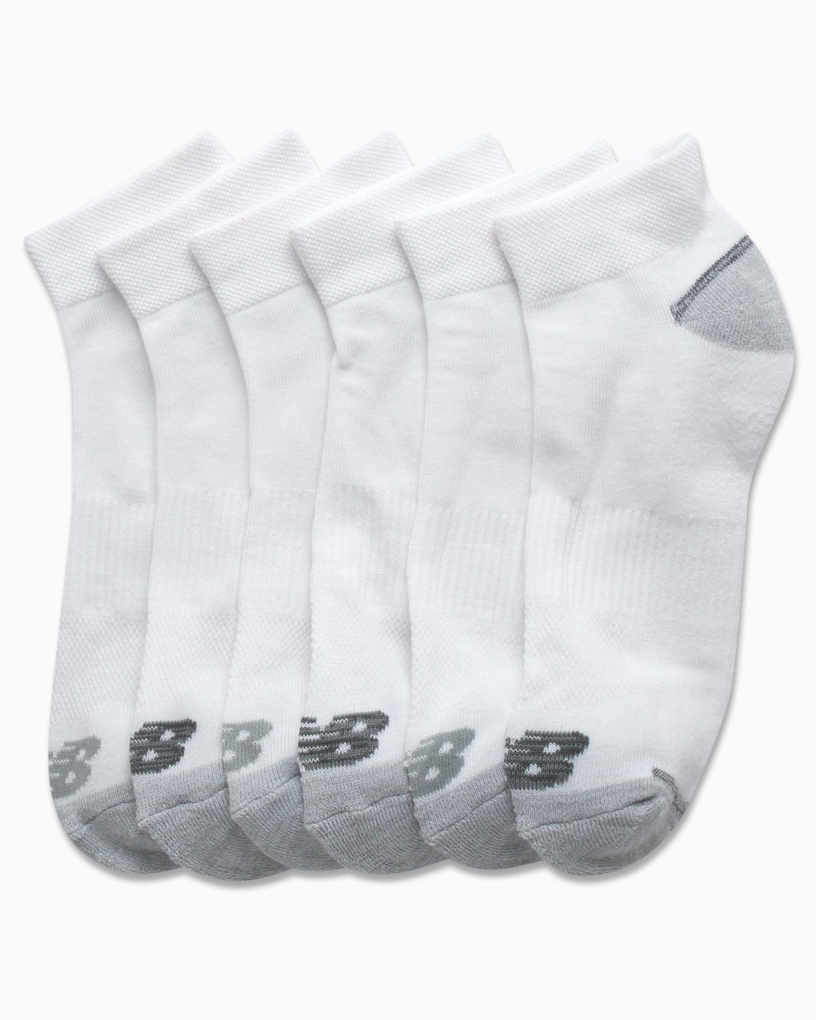 New Balance Men's Athletic Arch Compression Cushion Comfort Quarter Socks (6 Pack), Size 6-12.5, Pure White 2