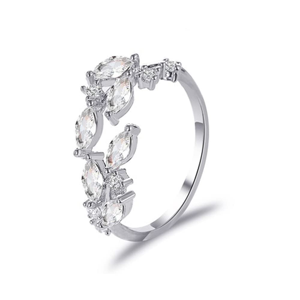MIFYNN Double Leaf Wrap Rings for Women Dainty Zircon Rings Adjustable Hypoallergenic (leaf)