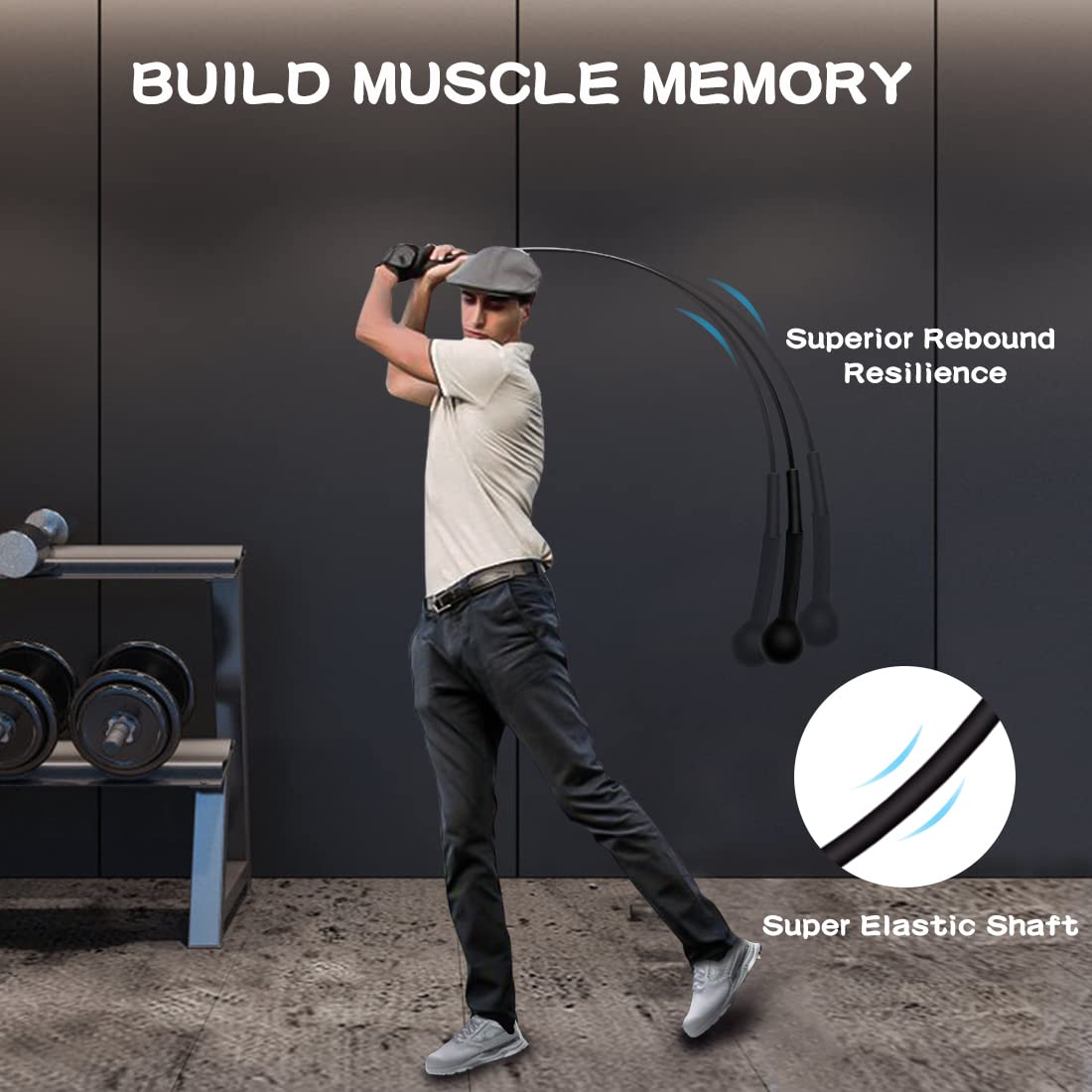 MAZEL Golf Swing Trainer Aid,Golf Warm-up Stick for Strength,Flexibility and Tempo | Golf Swing Trainer Stick for Practice Indoor & Outdoor (40 Inch)