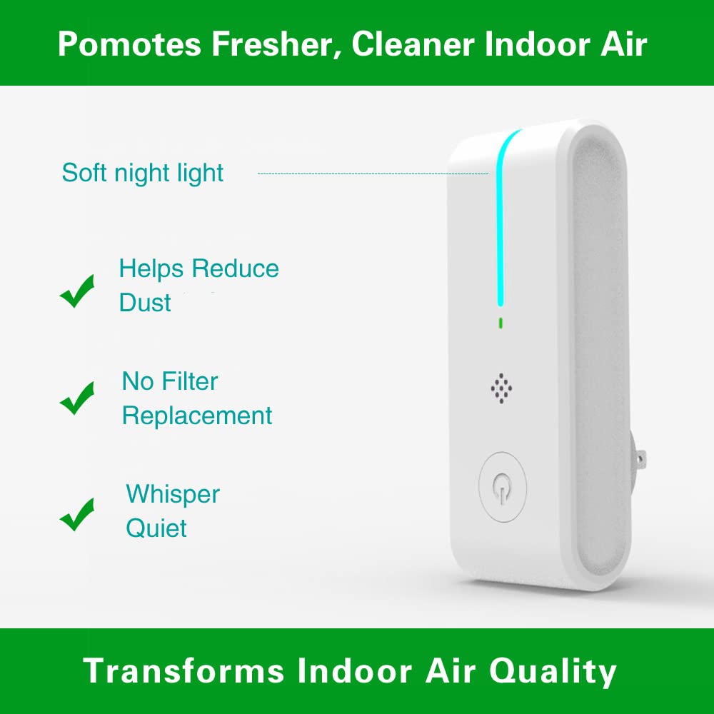 Pure Air - 6 Units-Mini Home Plug-in Air Purifier,Ionizer, Power Saving, Silent Suitable Portable for home, bathroom, living room, bedroom, hotel, pet room, toilet(White)