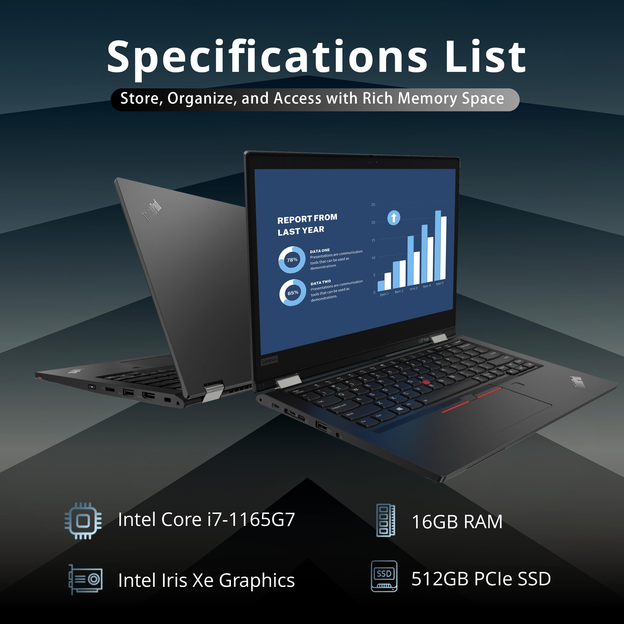Lenovo ThinkPad L13 Yoga 2-in-1 13.3" FHD Touchscreen Laptop, Intel Core i7-1165G7, 16GB RAM, 1TB SSD, Intel Iris Xe Graphics, Fingerprint Reader, Backlit Keyboard, Win 11 Pro, Black, 32GB USB Card