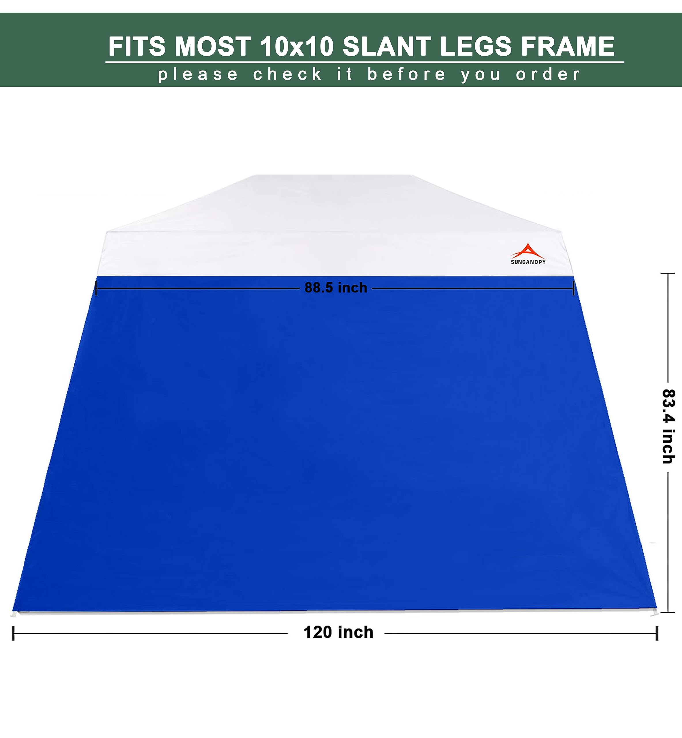 JANCANOPY SunWall for 10x10 Slant Leg Pop Up Canopy, 3 Pack Sidewalls Only (Blue)