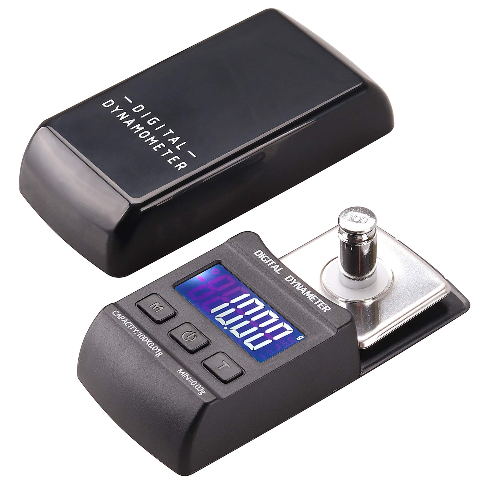 Kinstecks [New Version] 100g/0.01g Digital Turntable Stylus Force Scale LP Stylus Gauge Blue LCD Backlight Digital Scale with 10g Calibration Weight for Tonearm Phono Cartridge-Black