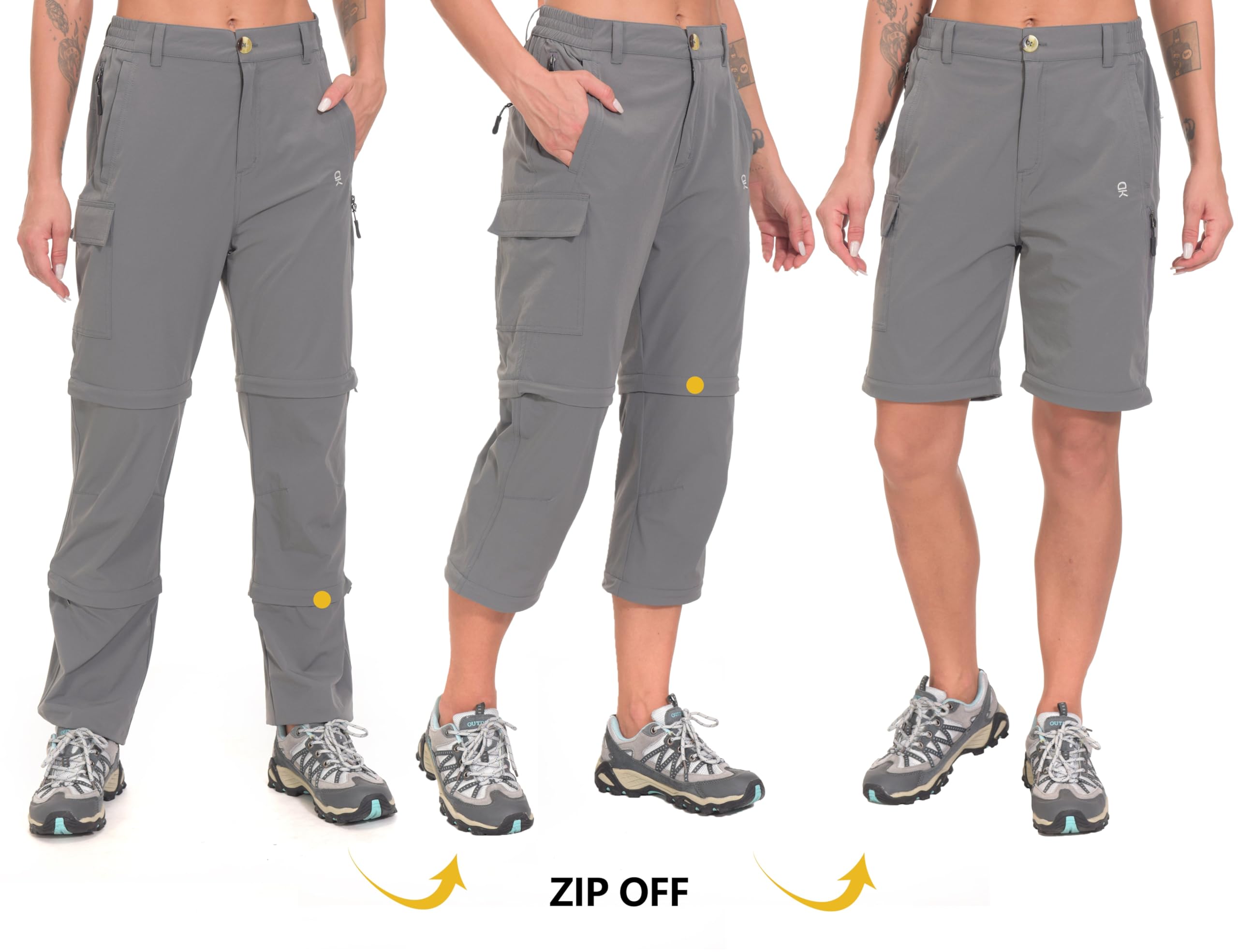 Little Donkey Andy Women's Stretch Convertible Pants, Zip-Off Quick-Dry Hiking Pants Gray Size L