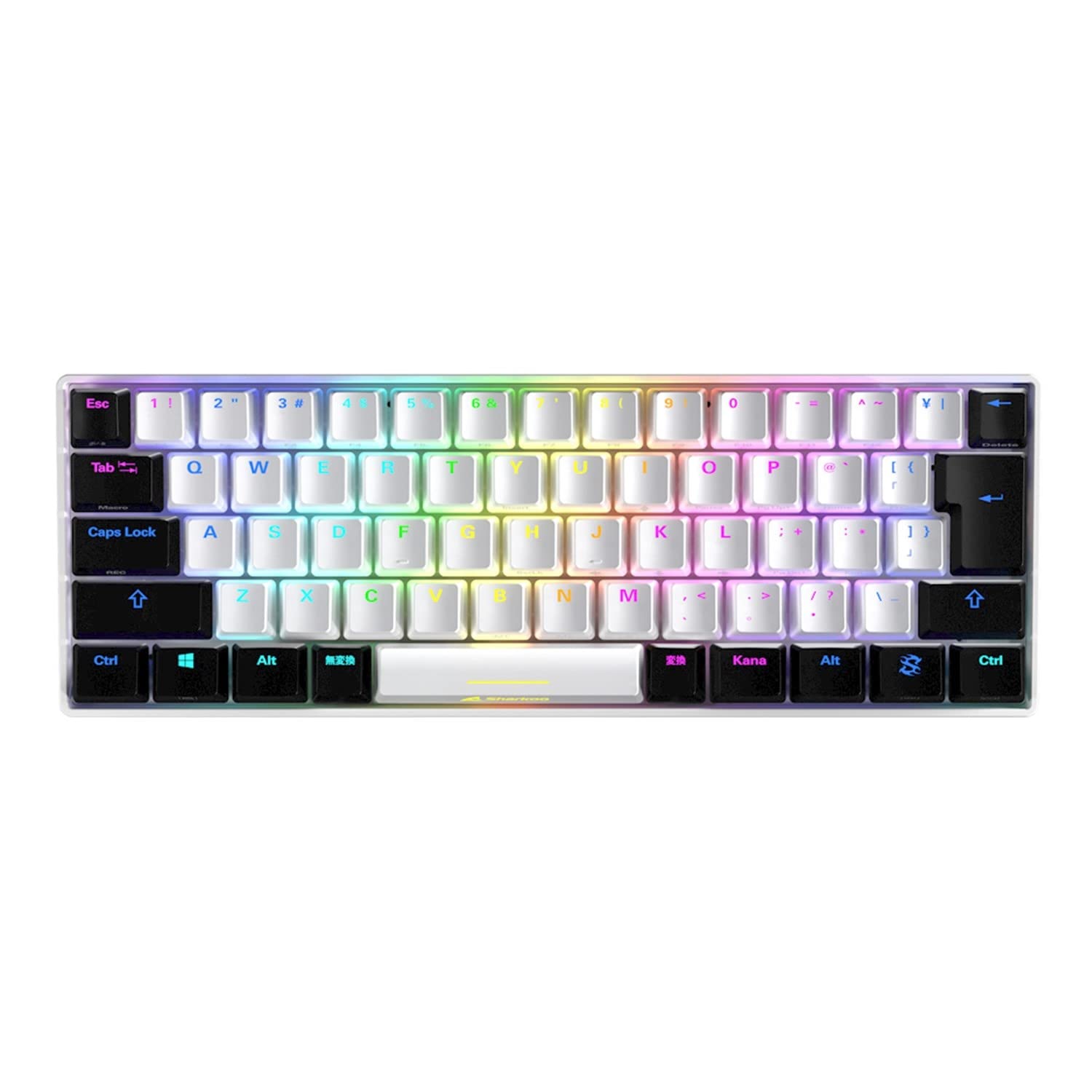 Sharkoon SKILLER SGK50 S4 Gaming Keyboard, Wired, Detachable Cable, No Numeric Keypad, 60% Layout, Actuation Point, 0.07 inches (1.9 mm), Customizable Key Switch, White