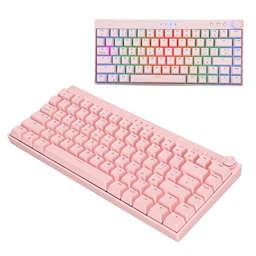 SARITE Mechanical Keyboard, Three Mode Connection Gaming Keyboard RGB Dynamic Backlight with Knob for for/2099