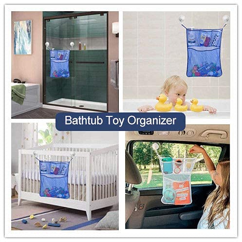 LEADWIN Extra Large Size Bath Toy Storage,Bathtub Toy Organizer,Multi-Function Holder for Baby Bath Toys Storage and Quick Dry ,Mesh Net + 2 Extra Strong Suction Cups 26 "×18 "