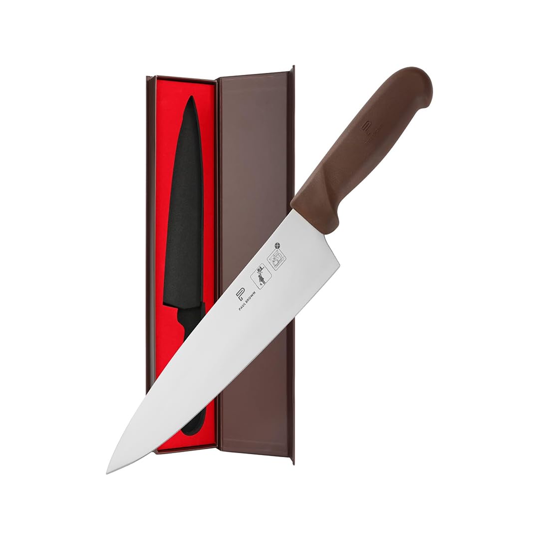 Paul Brown's⢠8 Inch High carbon AUS-6 steel Western Chef Kitchen Knife soft touch handle with Gift box
