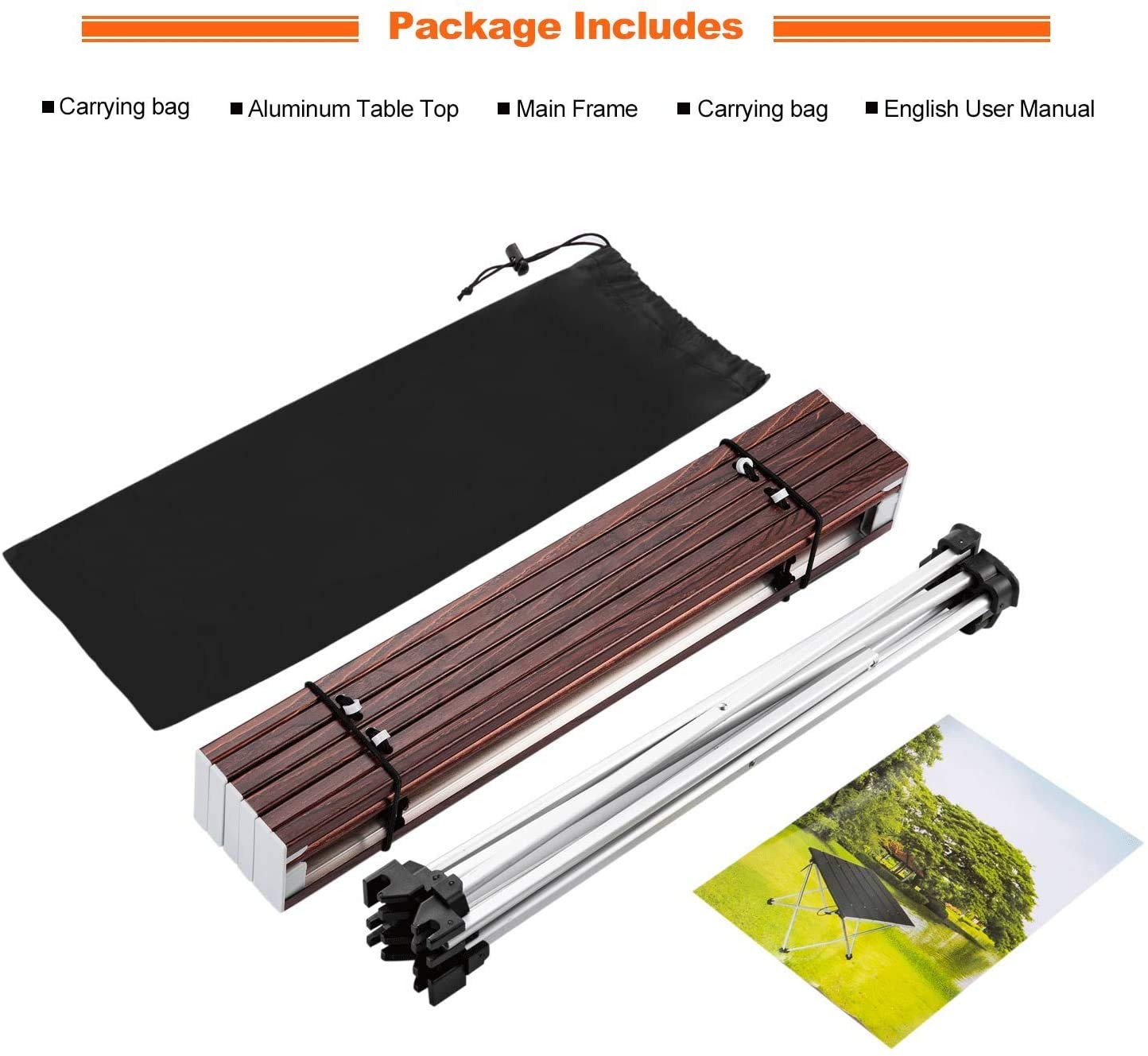 Ledeak Camping Folding Table, Portable Lightweight Foldable Compact Small Roll up Table with Carry Bag, Perfect for Outdoor, Camping, Picnic, Beach, Hiking, Easy to Install & Clean