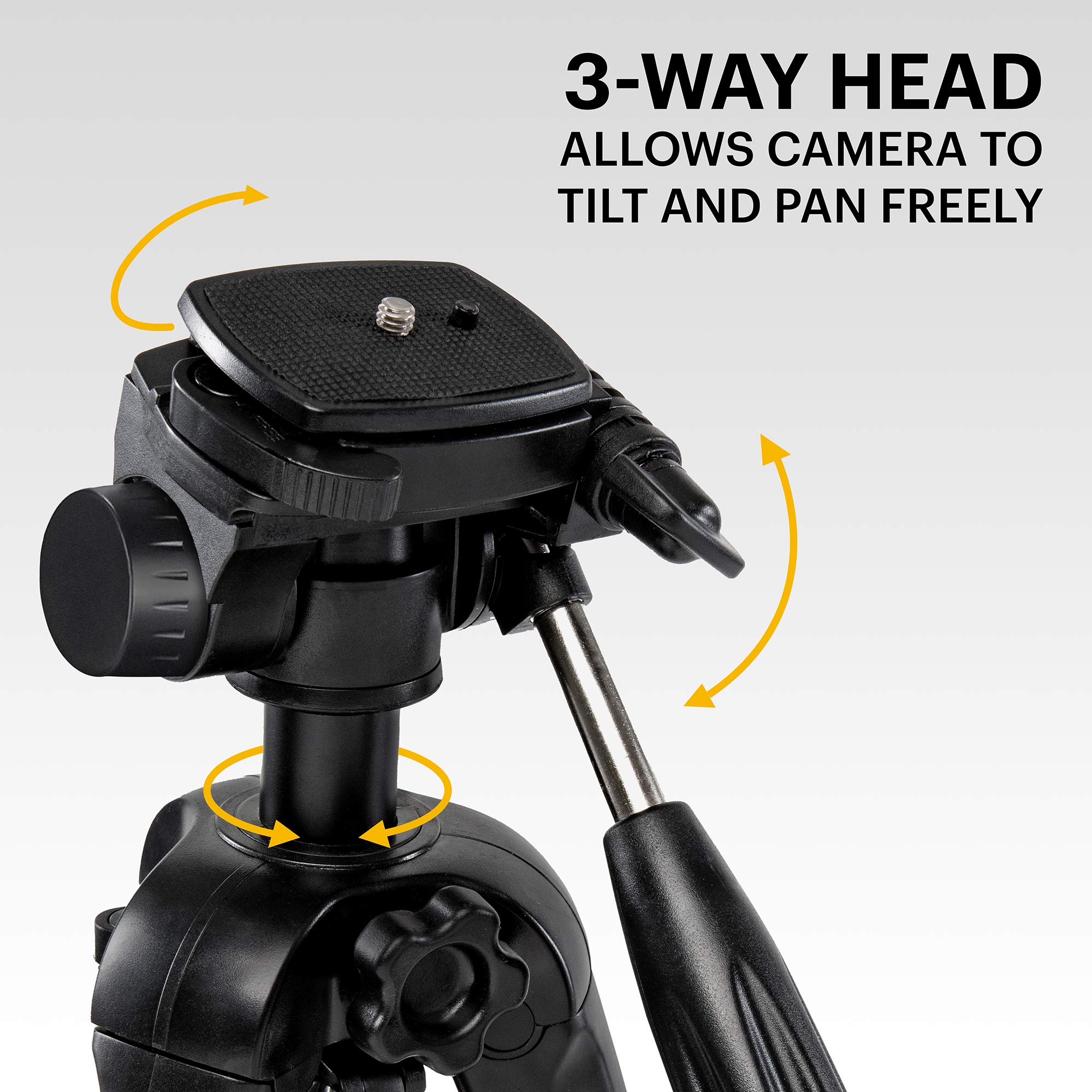 KODAK PhotoGear 2-in-1 Tripod & Monopod | Lightweight 70β 4-Section Flip-Lock Aluminum Tripod Converts to 64.5β Monopod | QuickRelease Plates 3-Way Swivel Head Bubble Level BONUS Tripod E-Guide & Case