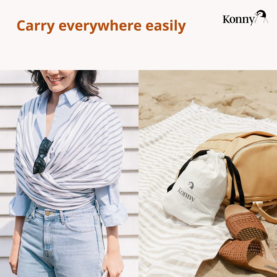 Konny Baby Carrier Elastech Luxury Carrier Wrap, Easy to Wear Baby Wrap Carrier, Perfect Essentials Cloths for Newborn Babies up to 44 lbs, (Lavender, L)