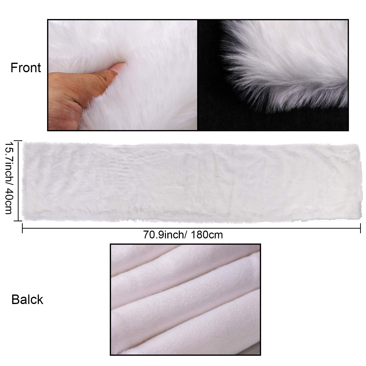 Konsait Luxury Christmas Table Runner Faux Fur Winter Snowy White Table Runner for Christmas Holiday Table Decorations, 15 x 72 Inch