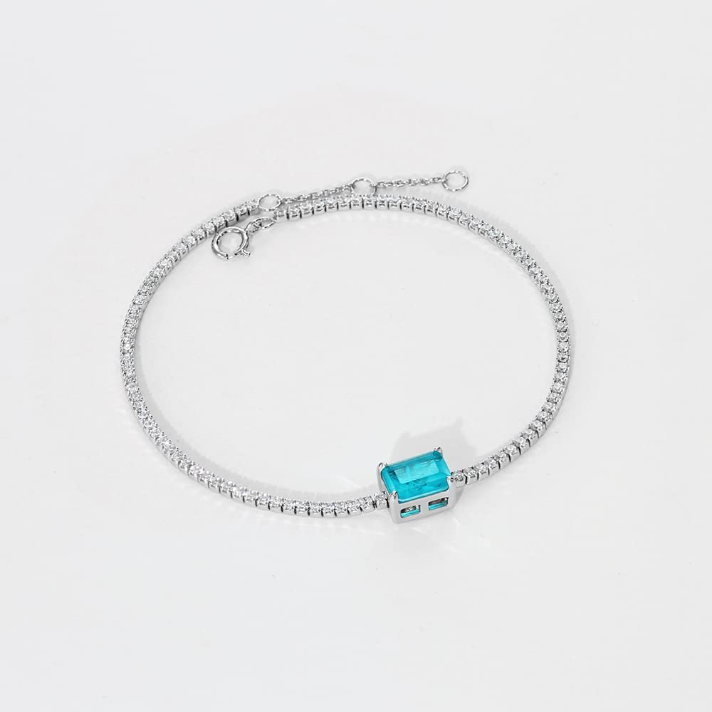 Michooyel S925 Paraiba Bracelet Cubic Zirconia Sterling Silver Charm Link Bracelet for Women