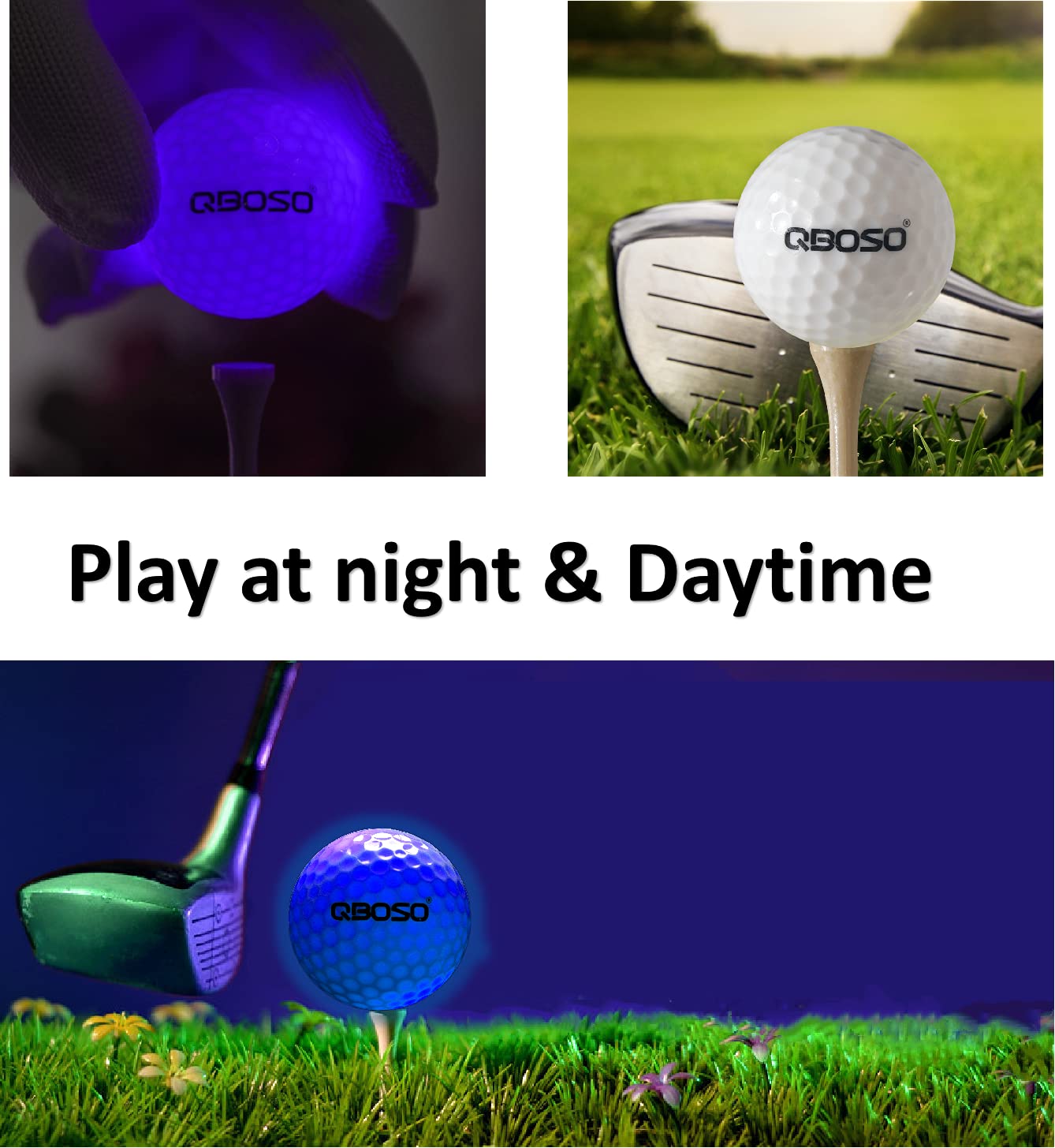 MOYODOR Glow in The Dark Golf Balls QBOSO LED Golf Balls, Light Up Golf Balls More Fun at Night and Make Your Every Shot Counts,Triggered by a Simple hit. 6 Pack (Blue)