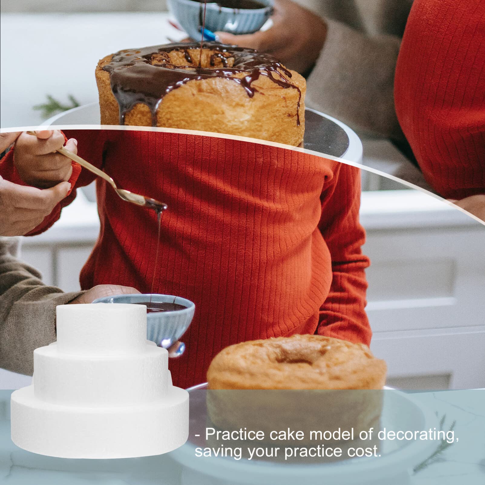 Luxshiny 3pcs Cake Foam Cake Stands Foam Cake Models Cake Forms Cake Rounds Dummy Foam Circles 12 Inch Cakedummies Practice Model Cake Pan Molds X4 Prosthetics Heart-shaped White
