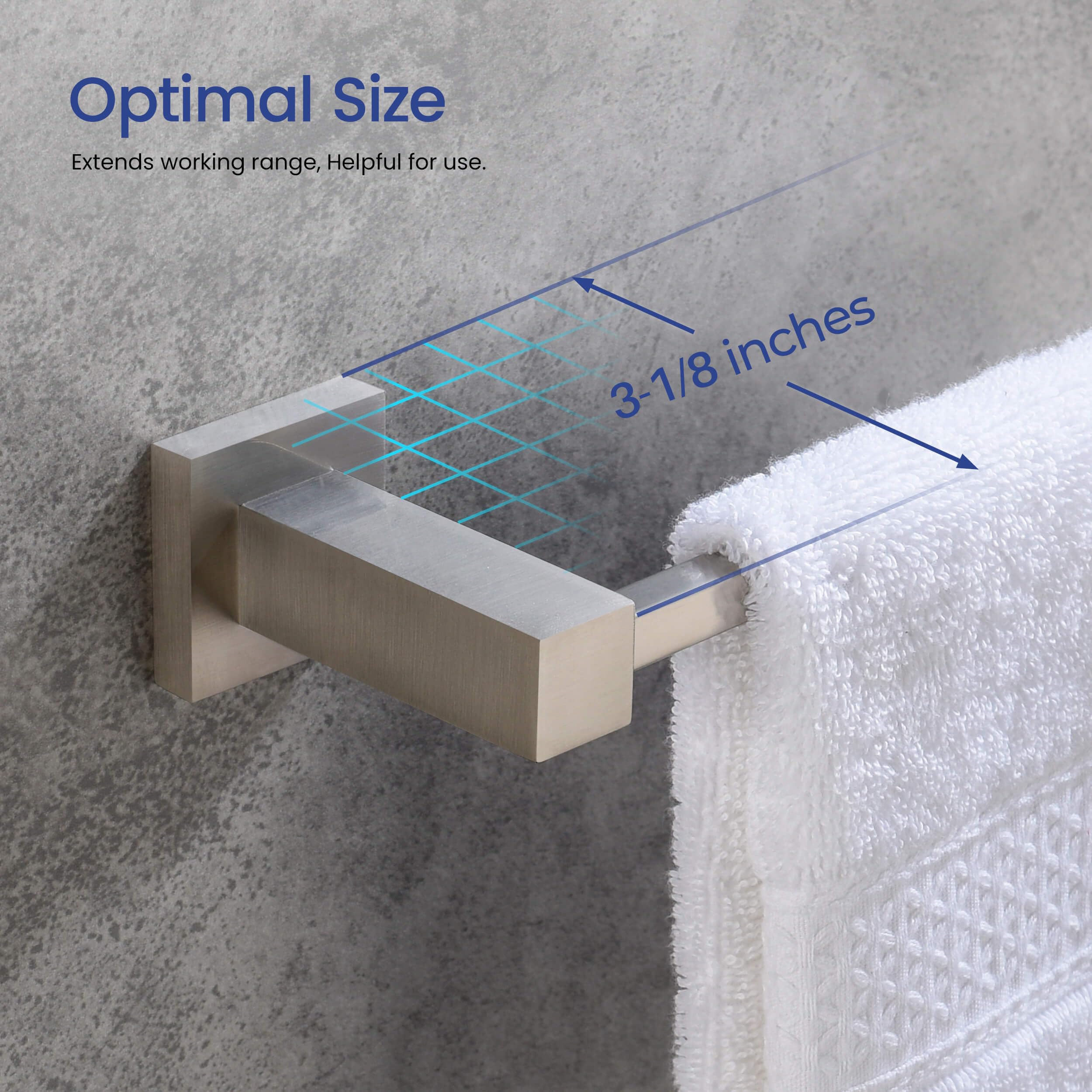 KIBI Cube Bathroom Hardware Set 5 Piece Bathroom Accessories Set | Towel Bar (24"), Towel Ring, Toilet Paper Holder, Robe Hooks (Brushed Nickel) (C-KBA15-5-1)