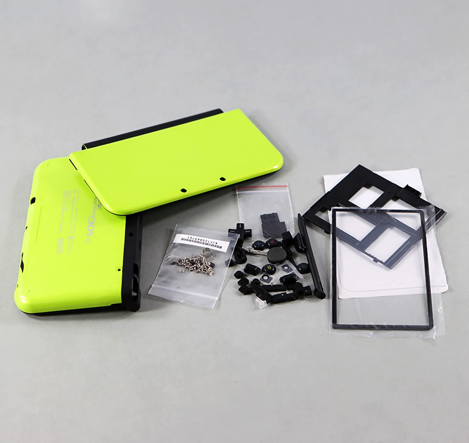 New for New3DS XL Housing Case Full Shells Green Replacement, for Nintendo New 3DS XL LL New3DSXL, Casing Cover Plates + Buttons/Screws/Stylus/Rubber Pads/Screen Protector/Plugs Set
