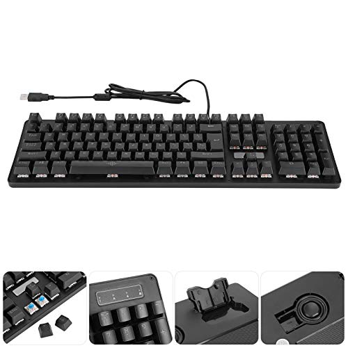 PUSOKEI Wired Gaming Keyboard, 104 Keys Mechanical Illuminated USB Keypad, for Laptop Desktop PC Computer, Plug and Play(Black)