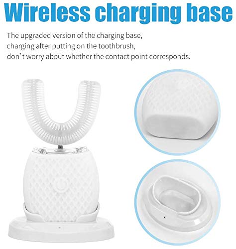 Rolg Ultrasonic Automatic Toothbrush,Ultrasonic Electric Toothbrush and 30'' Automatic Timer, 360 Toothbrush Wireless Charging Toothbrush Washable Travel Home Dual-use, White