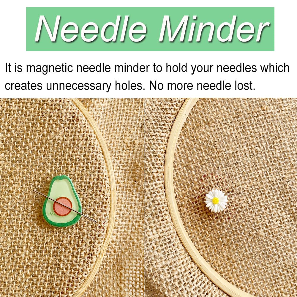 ZDDPDJ Cute Avocado Needle Case Magnetic Sewing Storage Container with Fruit Needle Minder Magnet for Cross Stitch Embroidery Needlepoint Craft Accessories