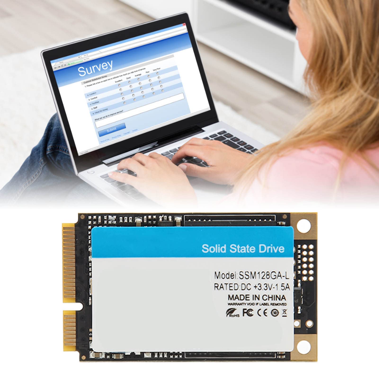 SATA 3.0 SSD, 3D TLC NAND MSATA SSD Averaging Algorithm for Tablets (128GB)