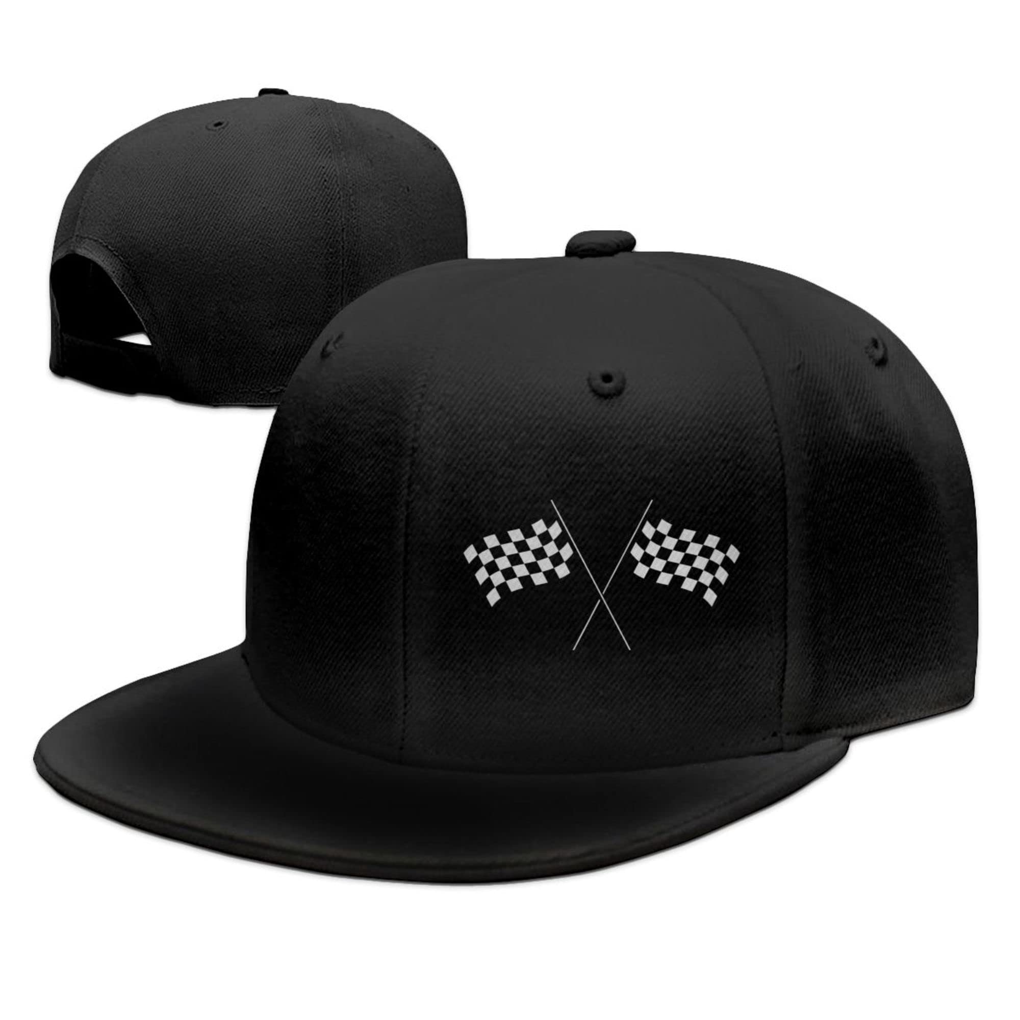 Race Flag Snapback Hat for Men Women Black Adjustable Classic Adult Baseball Dad Hat Vintage Flat Bill Hip Hop Cap