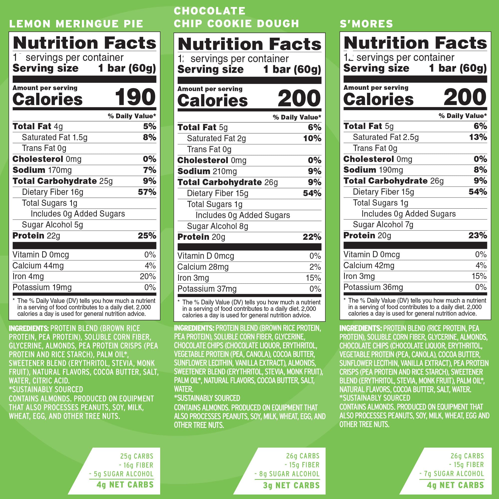 No Cow High Protein Bars, Top Flavors Pack, 20g Plus Plant Based Vegan, Keto Friendly, Low Sugar, Low Carb, Low Calorie, Gluten Free, Dairy Free, Non GMO, Kosher, 12 Pack