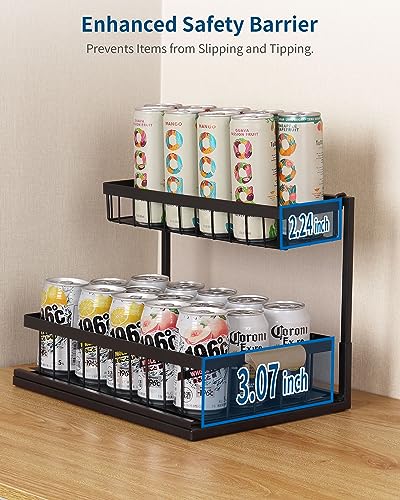 Zyerch 2 Pack Under Sink Organizer,Metal Pull Out Kitchen Cabinet Organizer with Sliding Drawer,Sturdy Multi-Functional for Bathroom Organization,Black