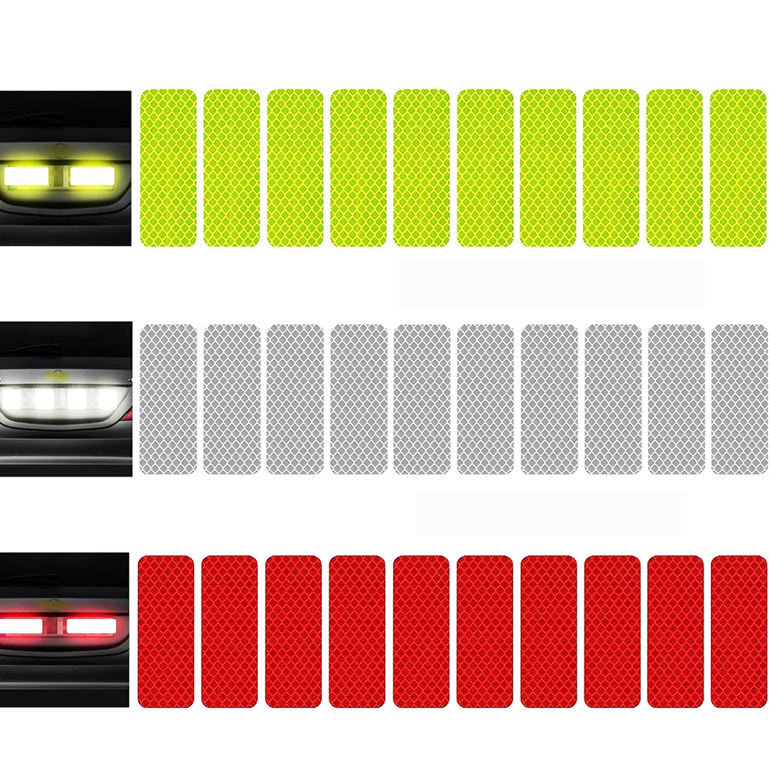 KOOUMOS 30pcs Reflective Decals Reflective Stickers Safety Warning Sticker Tapes Waterproofsp High Intensity Night Visibility Adhesive for Helmets Motorbike 1.18 x 3.25 Inch(3x8cm)