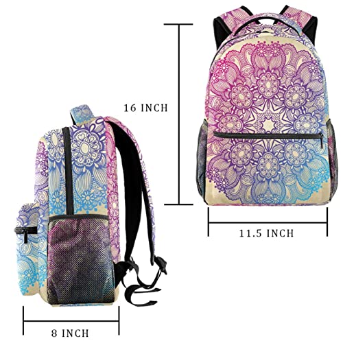 VBFOFBV Lightweight Casual Laptop Backpack for Men and Women, Purple Blue Ethnic Mandala Retro