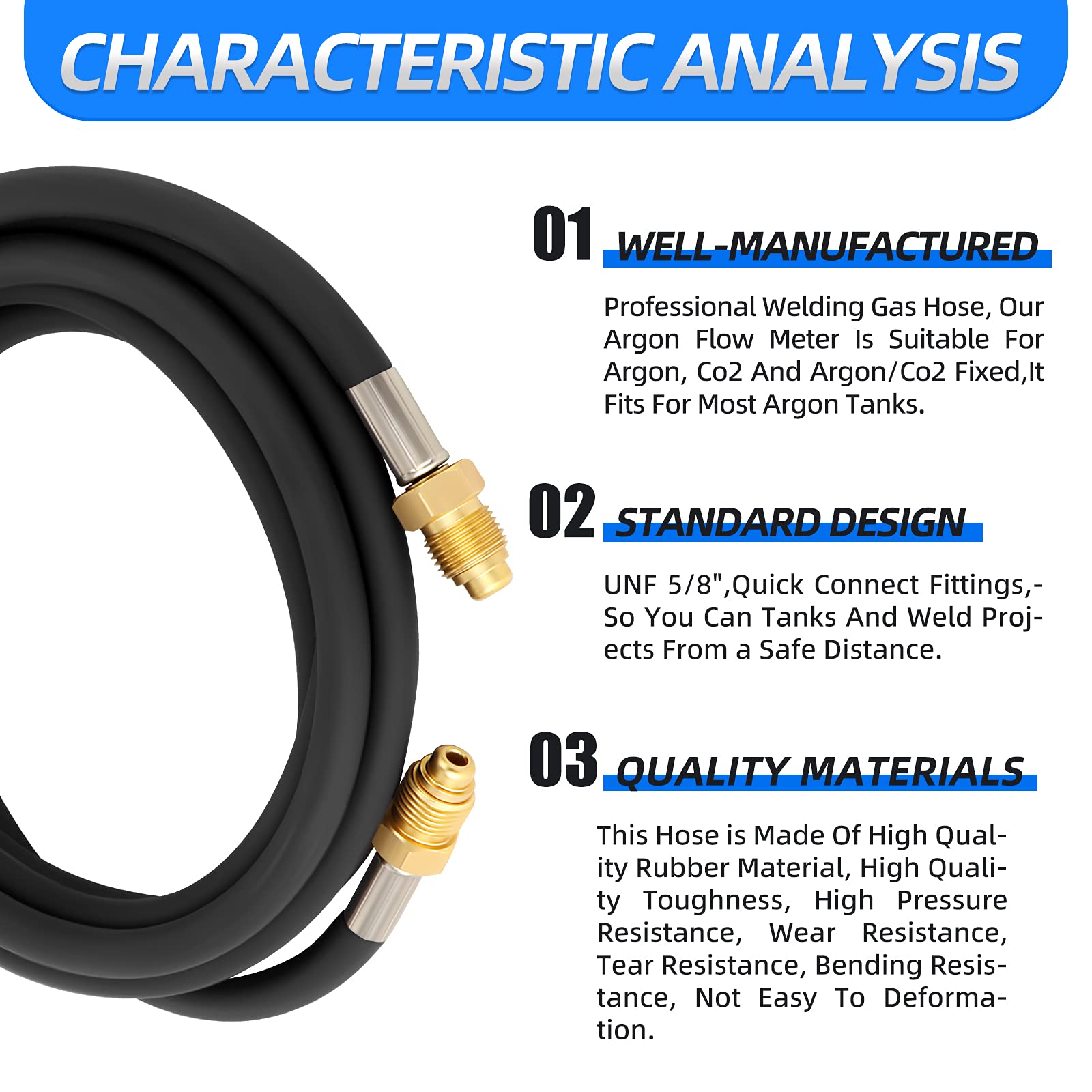 MEANLIN MEASURE 10 Feet Gas Welding Hose,CGA580 Argon CO2 Flow Meter Regulator Adapter Hose For Miller Lincoln Mig Tig Welder