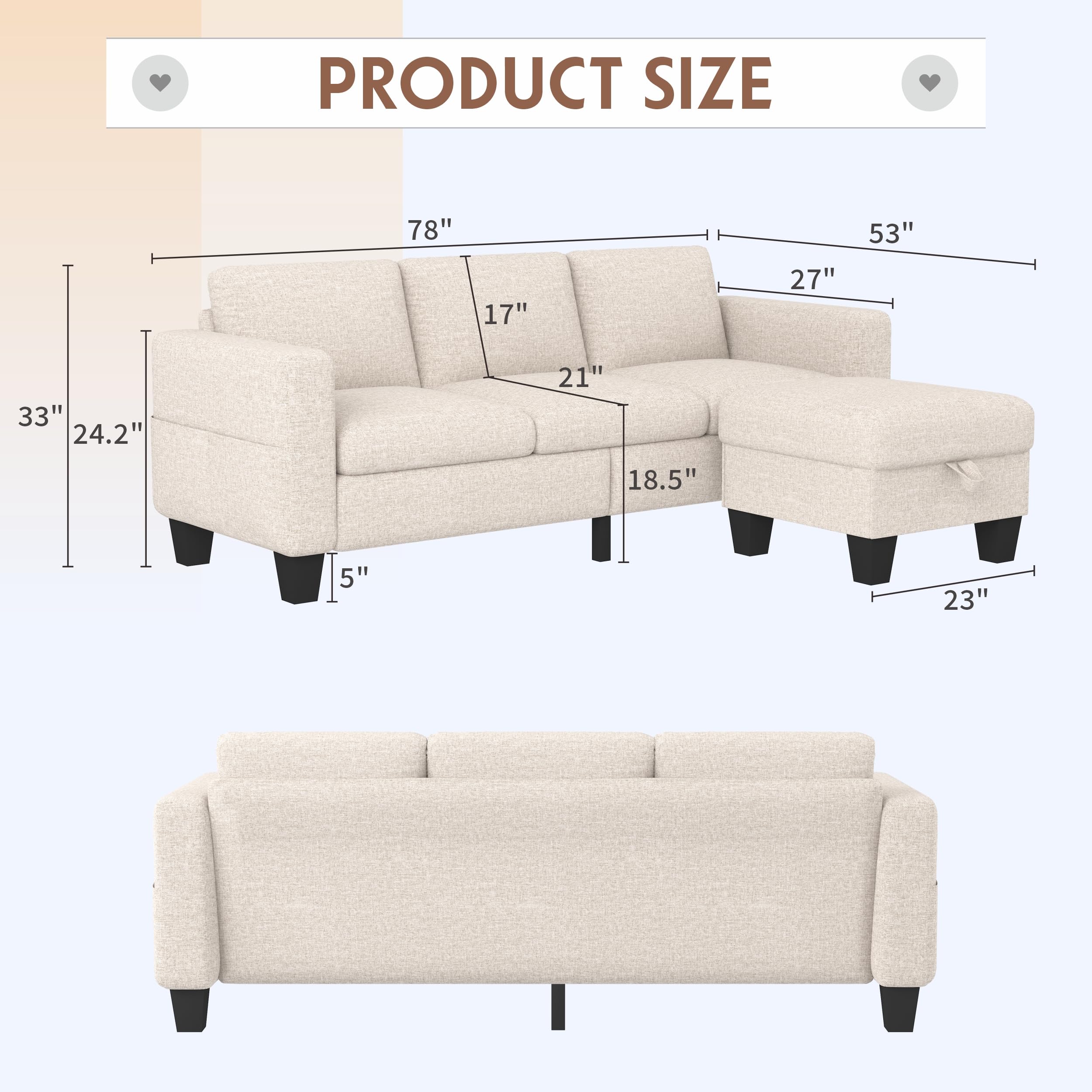 ZeeFu Convertible Sectional Sofa Couch: 3 Seat Black Velvet L-Shaped Sectional Sofa Couches with Storage Ottoman-Modern Classic Upholstered Sofa Couch Set for Living Room Office Apartment Small Space