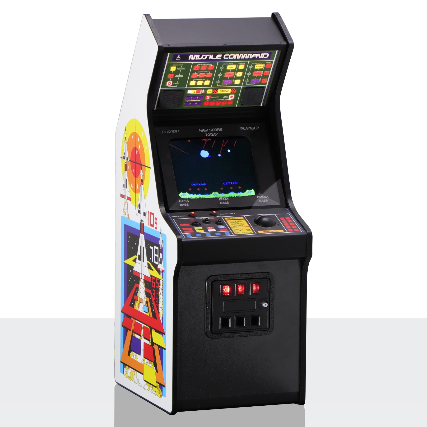 New Wave Toys Missile Command x RepliCade, Field Test Edition - Playable Video Game Arcade Cabinet 1/6 Scale 12.8 Inch with Trak-Ball XL & CRT FX Screen Lens