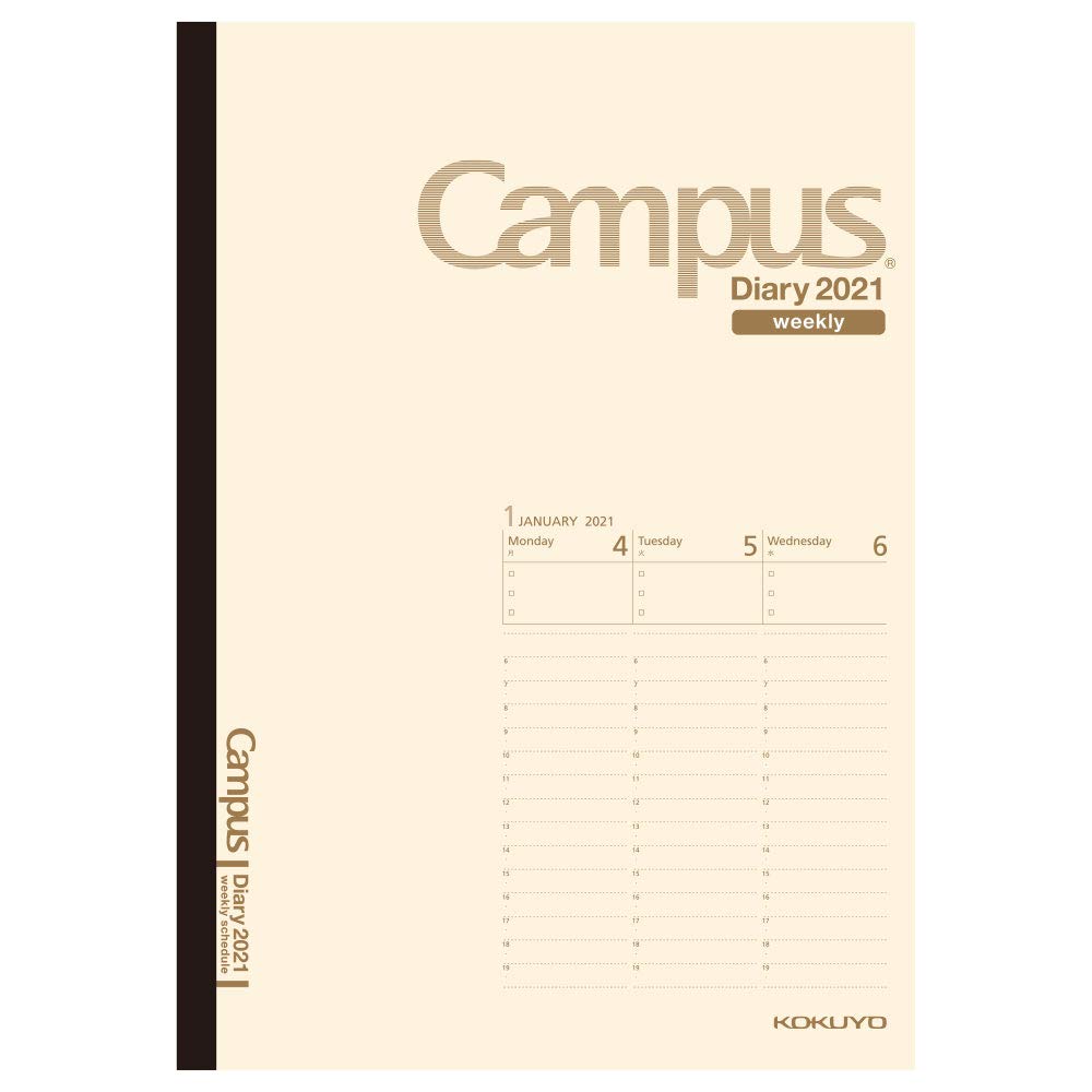 KOKUYO Campus Diary 2021 Weekly Type Vertical A5, Cream (ニ-CWVLS-A5-21)