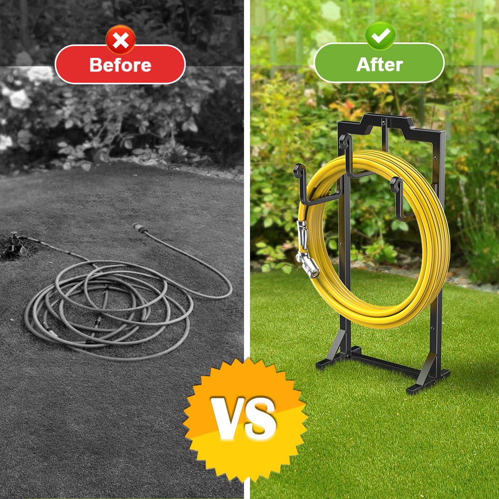 Skycarper Garden Hose Reel Holder Water Hose Hanger Organizer Stand,Black
