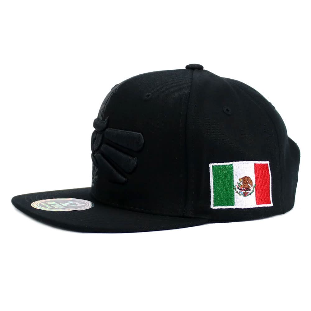 Mexican Hat Snapback Hecho En Mexico Eagle Aguila Flag Flat Bill Baseball Cap (White - Black Eagle)