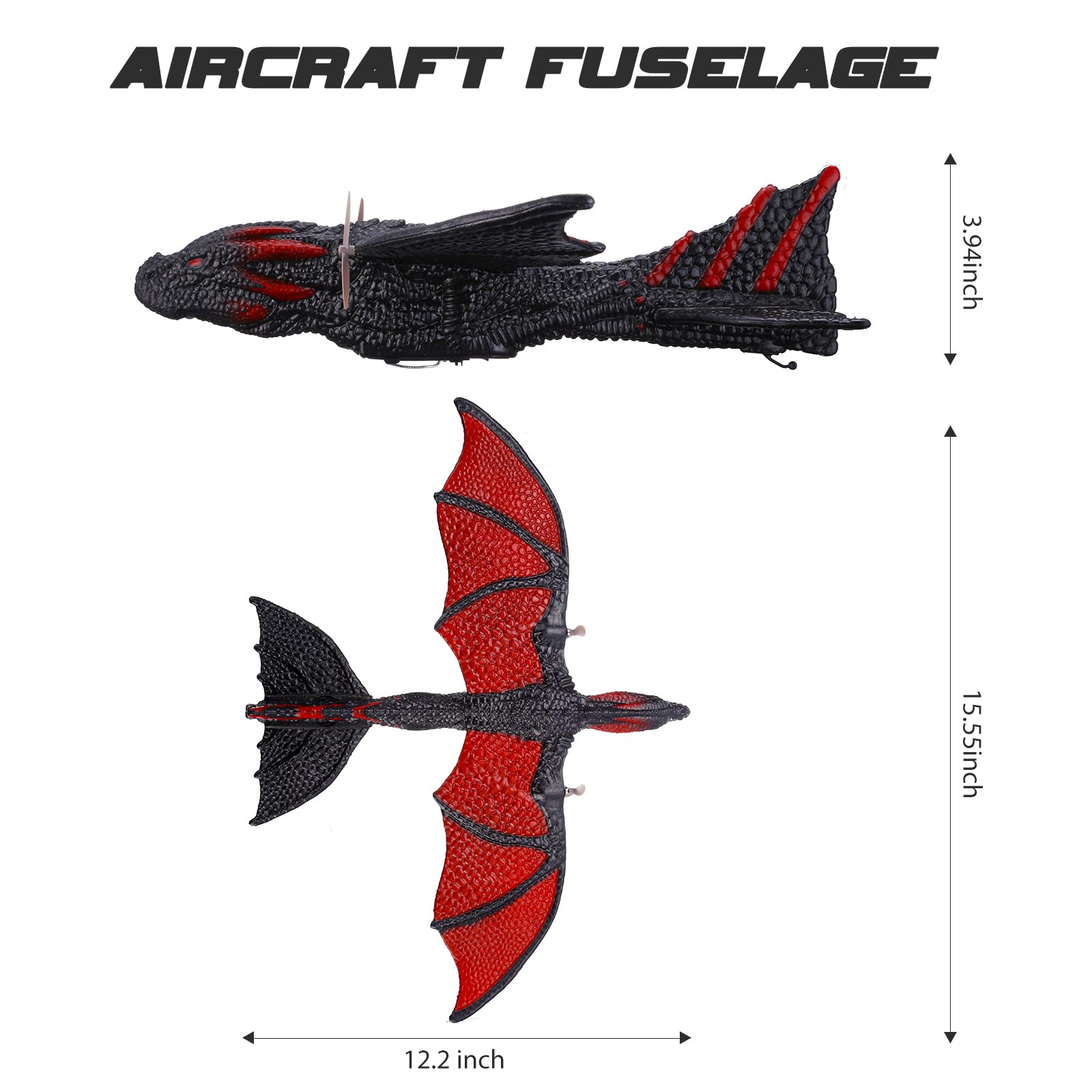 isYoung RC Plane, 2 Channel Remote Control Plane, 2.4GHz RC Airplane for Adult and Kids, Dragon Plane with 2 Batteries
