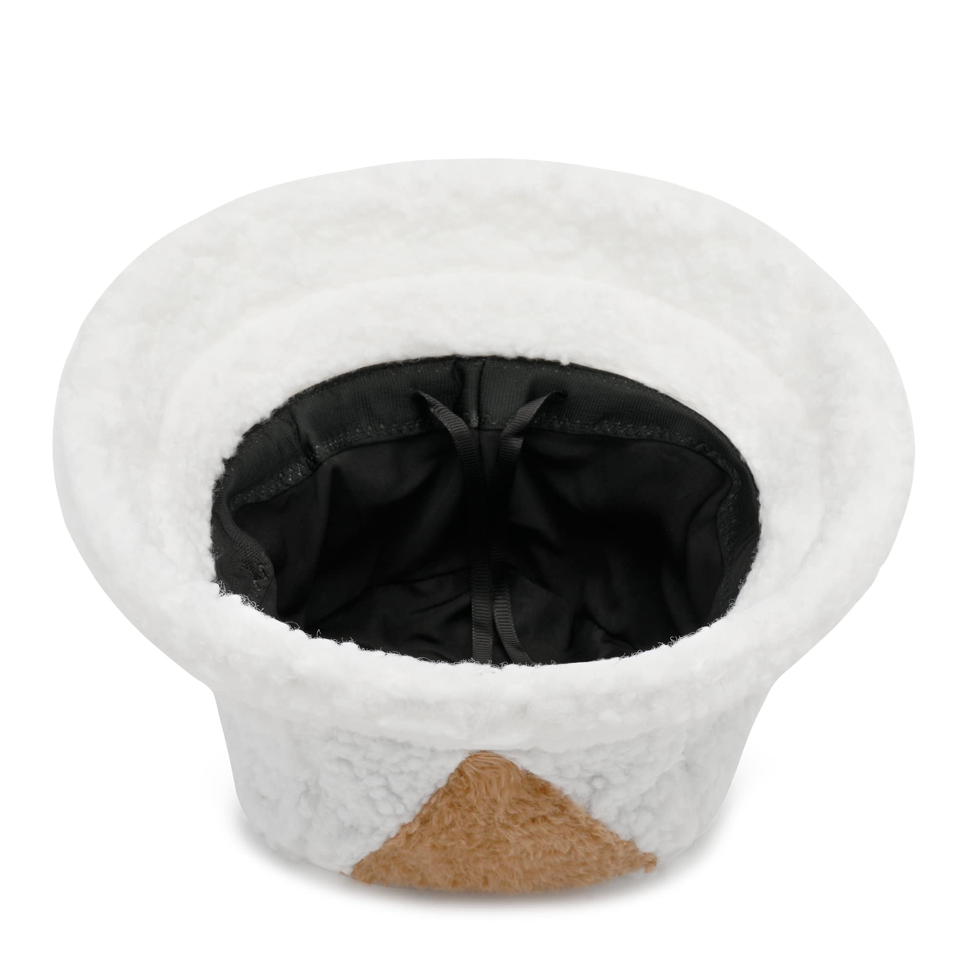 Mimfutu Winter Furry Bucket Hat for Women Men, Warm Fluffy Fuzzy Bucket Hats (Smile White)