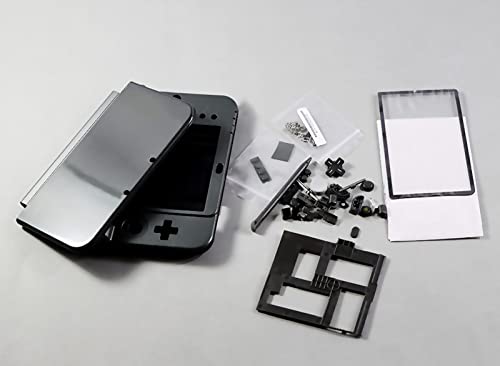 New3DSXL Complete Extra Housing Shells Black Replacement, Compatible with for Nintendo New3DS New 3DS XL/LL, DIY Case Casing Cover Plates/Buttons/Screws/Stylus/JoyStick Cap Full Set