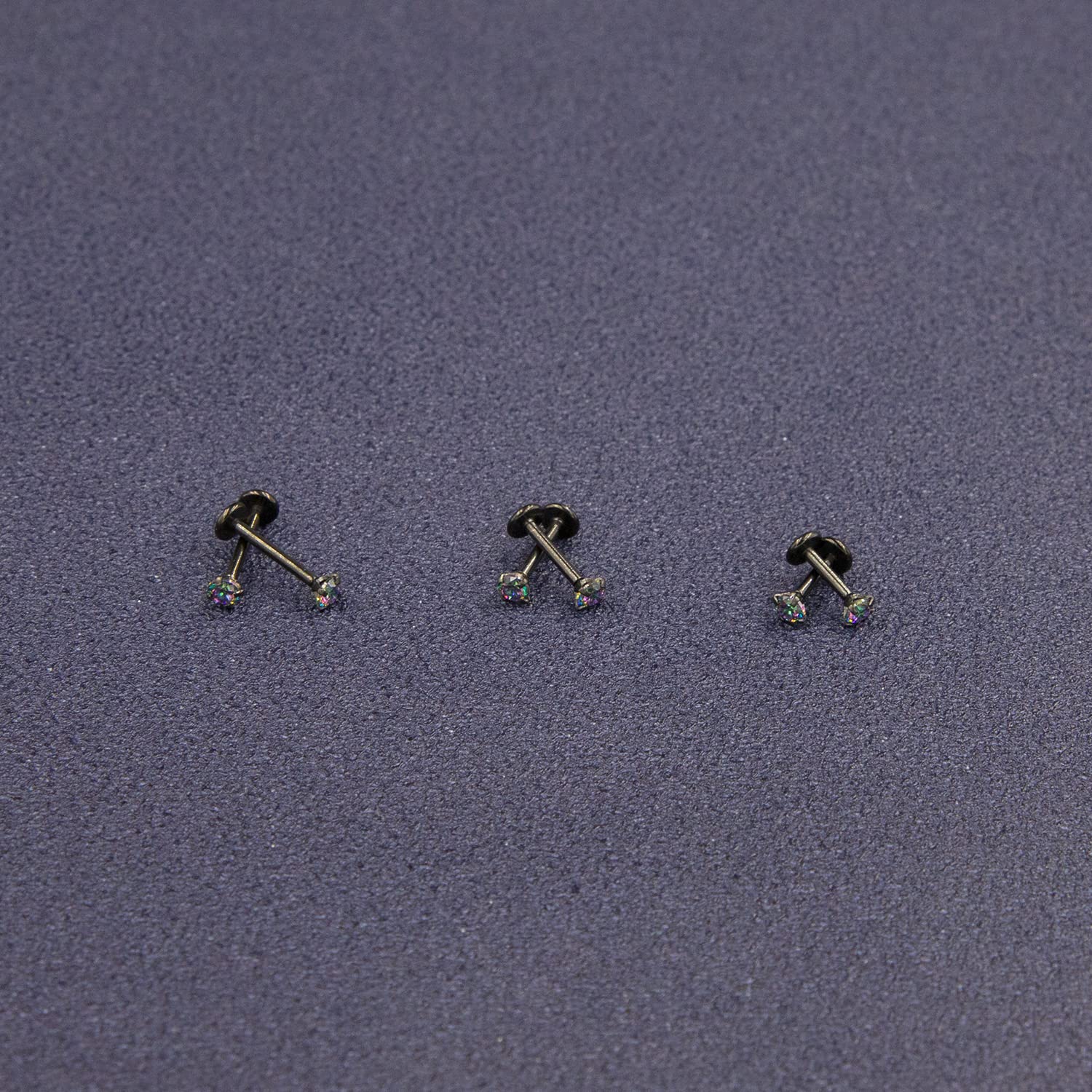 Pierstyles 20G 18G 16G Threadless Push in Lip Ring Stainless Steel 3mm Clear CZ Stud Top 6mm 8mm 10mm Labret Tragus Nose Cartilage Daith Stud Earring Flat Back Monroe Piercing Jewelry for Women Men,