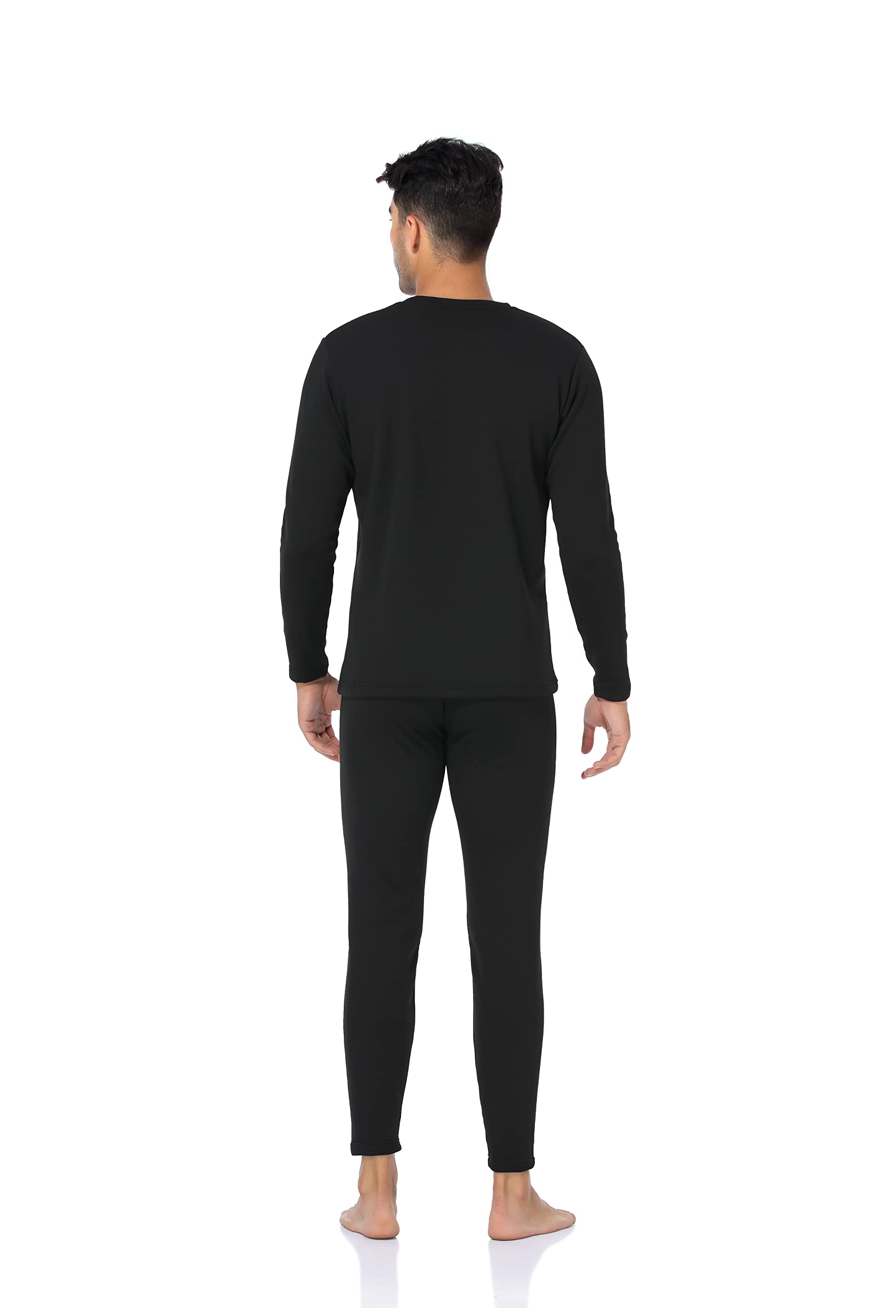 North Bund Mens Thermal Underwear Set Fleece Lined Long Johns Winter Base Layer Tops&Bottoms Hiking Workout Thermals Warmth, Black(Light), Medium