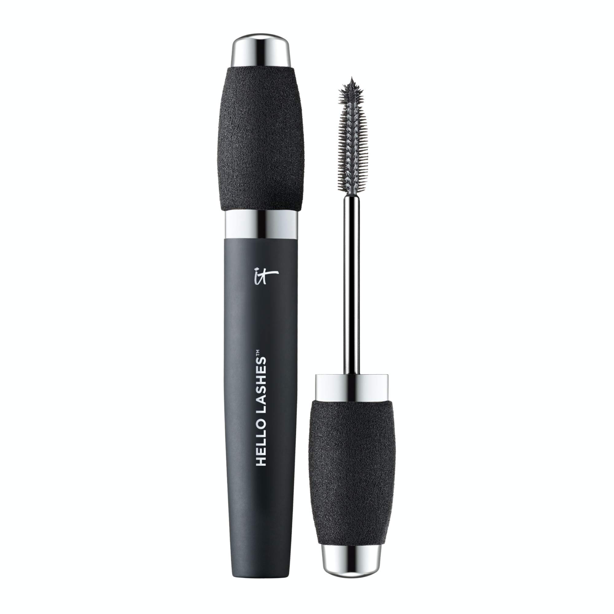 IT Cosmetics Hello Lashes 5-in-1 Mascara, Black - Volumizing Mascara, Lash Primer, Lash Serum, Lash Tint & Lash Curler - Lengthens & Separates Lashes - With Collagen, Biotin & Peptides - 0.33 fl oz