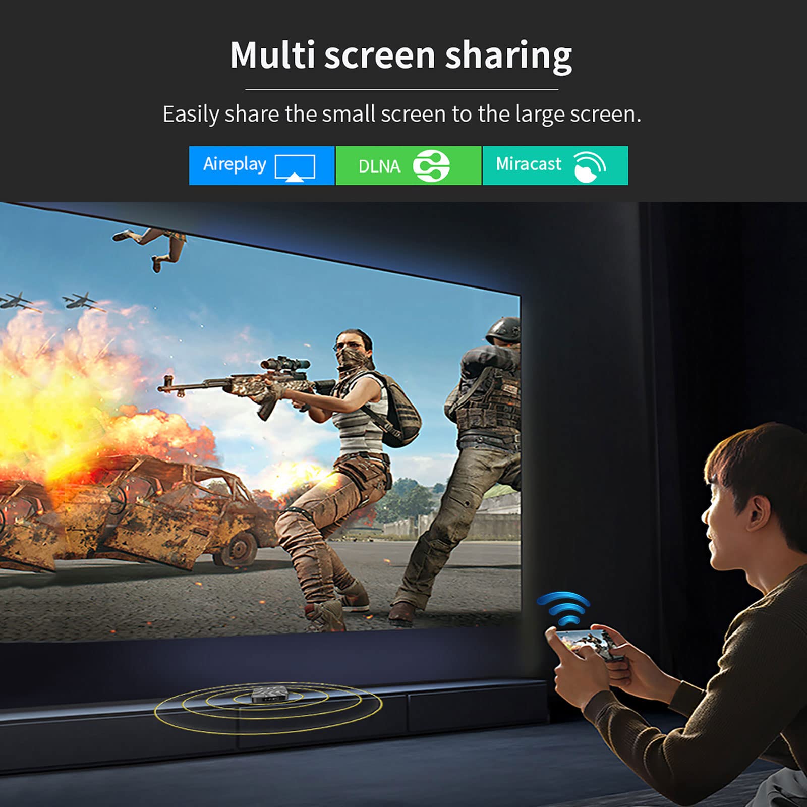 Upvivi Android TV Box 12.0 4GB RAM 32GB ROM Dual Wi-Fi 2.4G/5.0GHz 6K Android TV Boxes H618 Chip Quad-core CPU Supports Ethernet 3D BT4.0 USB2.0 Mini Smart TV Box T95MAX Android Box