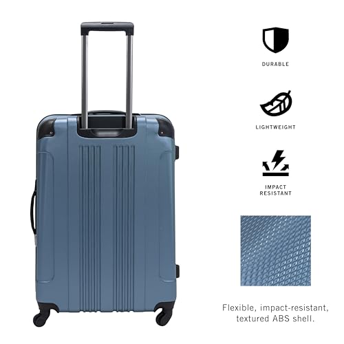 Kenneth Cole REACTION Out of Bounds Lightweight Hardshell 4-Wheel Spinner Luggage, Granite Blue, 28-Inch Checked